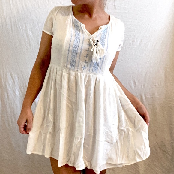 Dresses | White And Blue Mini Dress | Poshmark